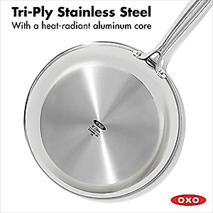 OXO Good Grips Pro Tri Ply Stainless Steel Dishwasher Safe Nonstick Frying Pan, 8"