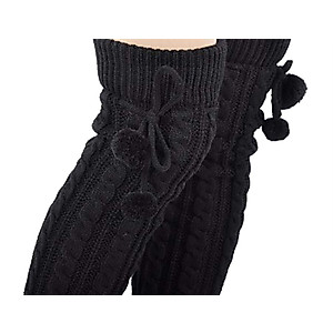 Slivery Color Women Leggings Boots Leg Warmer Knit Crochet Socks Cable Knit Long Boot Socks Legwear Pompom Leg Warmer Stocking