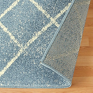 Superior Lattice Collection Area Rug, 6mm Pile Height with Jute Backing, Affordable and Contemporary Rugs, Modern Geometric Windowpane Pattern - 8' x 10' Rug, Blue