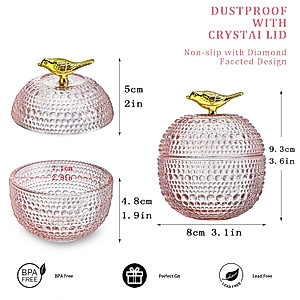 Glass Apothecary Jar With Lid,Wedding Candy Buffet Display Elegant Storage Jar,Decorative Bathroom Canisters for Stroage(Pink)