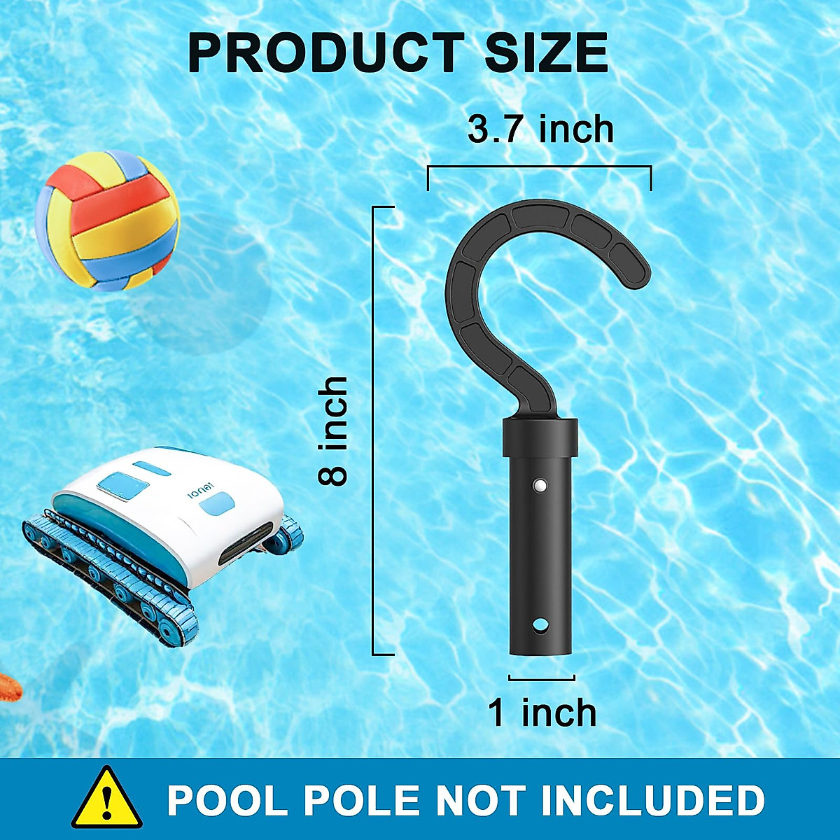 Accessories Hook for Robotic Pool Cleaner,Keyrank Pool Hook for Poles Compatible with All Pool Vacuum Including Cordless,Above Ground and Underwater,Ideal Hooks for Telescopic Poles