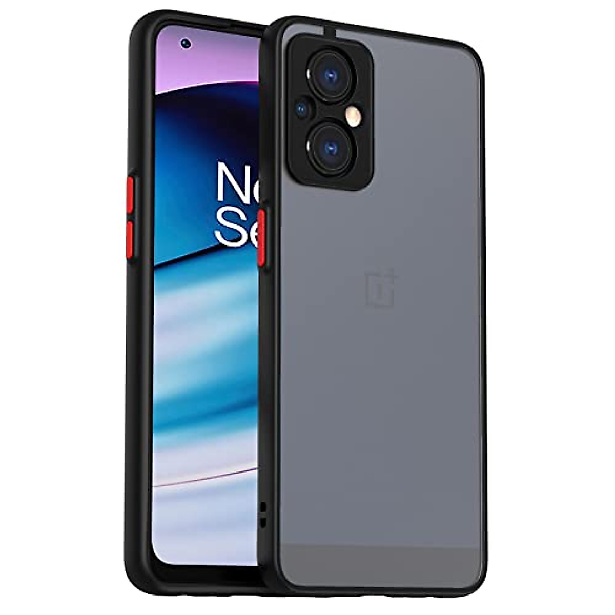 MAKAVO Slim Fit for OnePlus Nord N20 5G Case with Screen Protector [Ultra Thin] [Camera Cover] Full Protection Flexible Bumper Hard Matte PC Back Cover for One Plus N20 5G (Black)