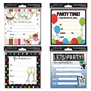 Tallon Just To Say Adult 4 Design Invitation Card - Assorted Colours (Box of 16)