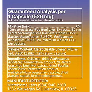 Microbiome Labs Fidospore - Dog Probiotics for Digestive Health & Immune Support - Spore-Forming Pet Probiotics for Dogs & Cats Gut Health - Flavored with Grass Fed Beef Liver (30 Capsules)