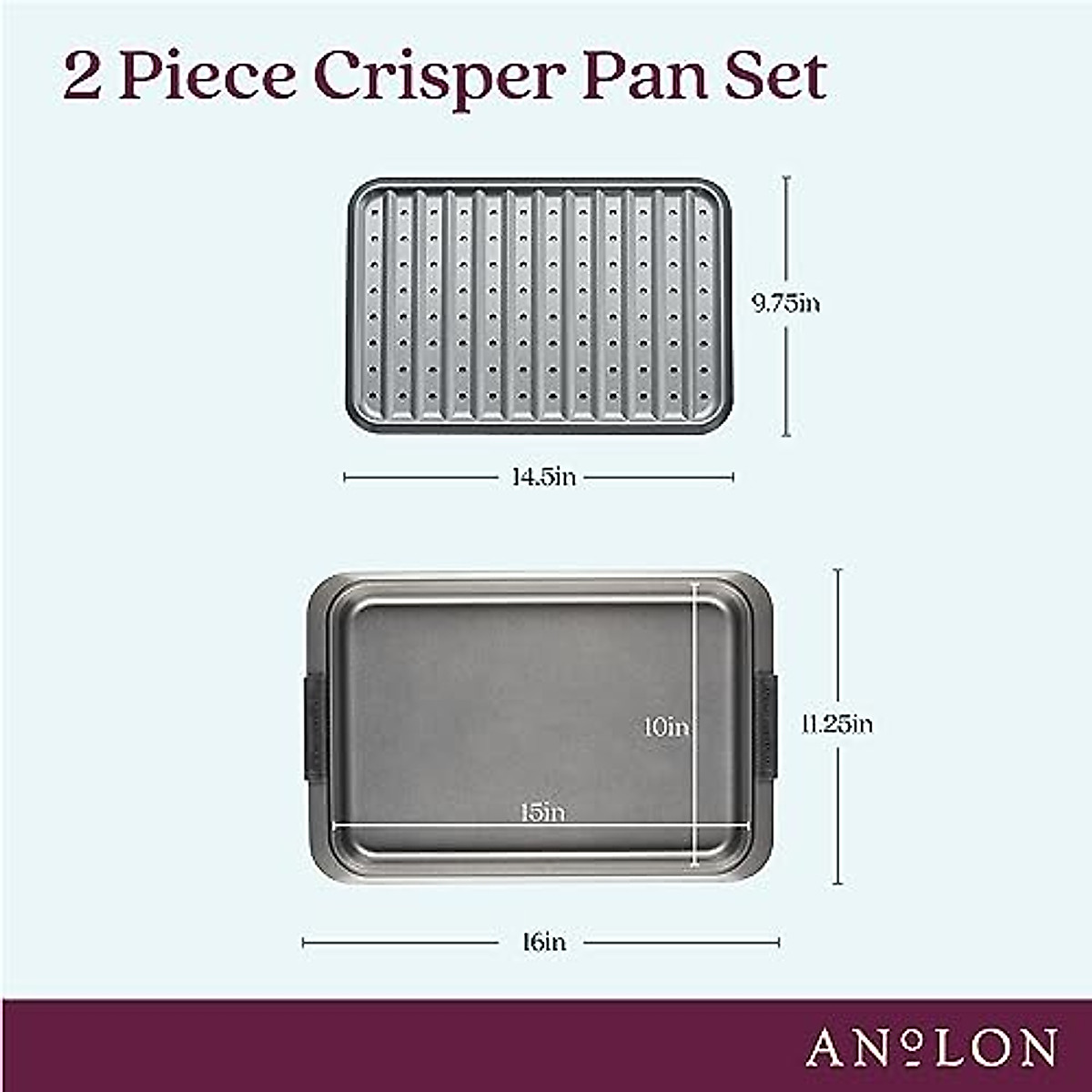 Anolon 2-Piece Steel Crisper Pan Set, Graphite