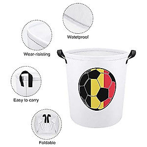 Belgium Soccer Large Laundry Basket Hamper Bag Washing with Handles for College Dorm Portable