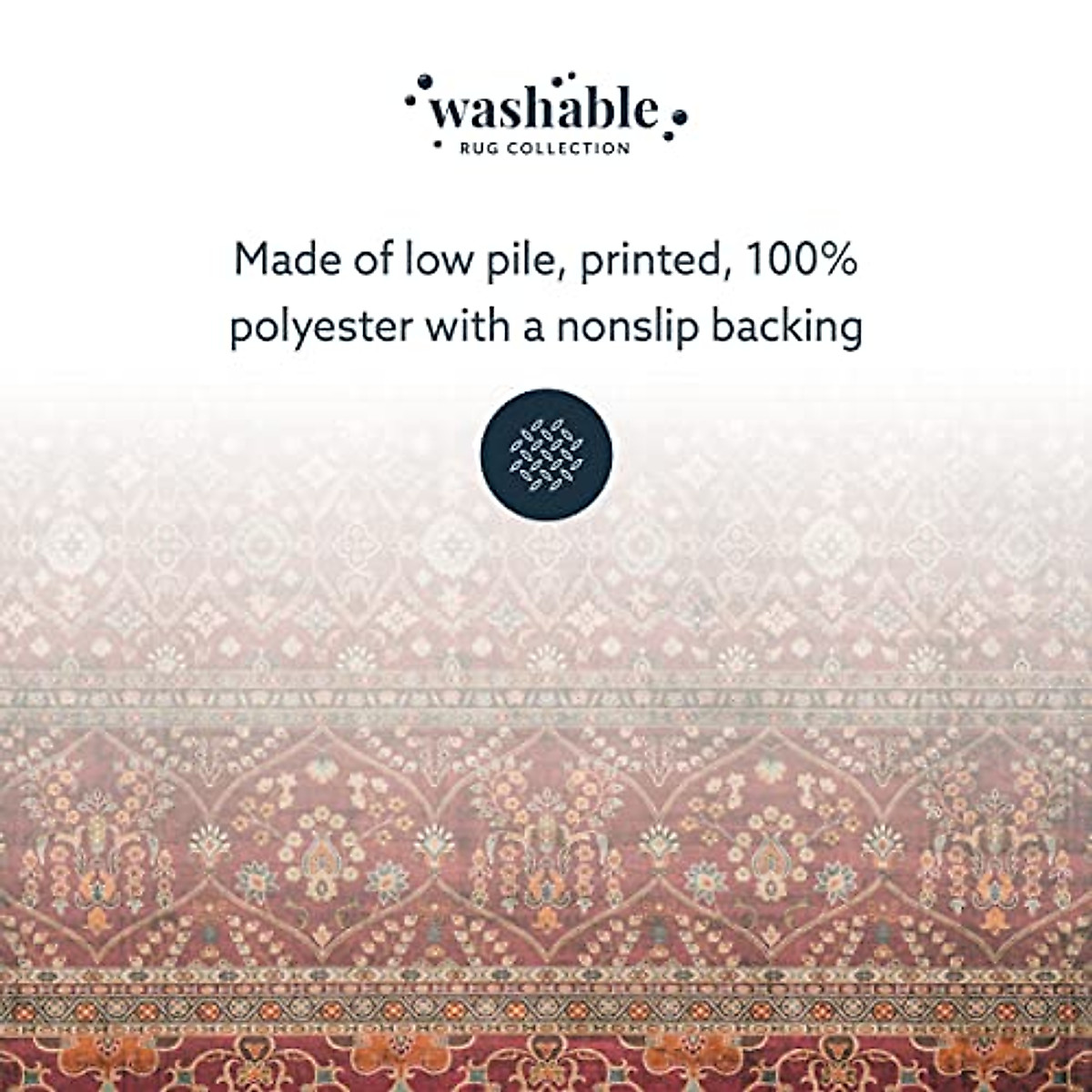 Linon Home Decor Products The Anywhere Washable Rug Yarit Garnet & Ivory 3' X 5' Accent Rug