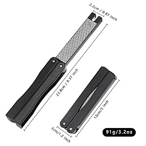 Folding Pocket Knife with Liner lock Stainless Blade Brown Wood Handle with Belt Clip Diamond Sharpening Stone Folding Knife Sharpener Garden Tools