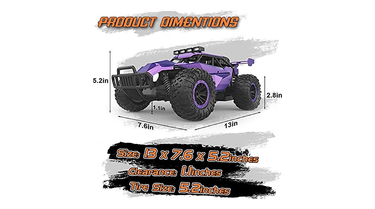 LARVEY 2WD RC Car - High Speed and LED Lights
