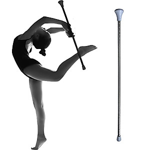 Dasiyoki 26-inch Twirling Baton Spinning Dance Baton Metal Rhythmic Gymnastics Conducting Batons for Child in Majorette-Complete with 1 Dance Ribbon Rainbow Streamer (White,1 Pack)