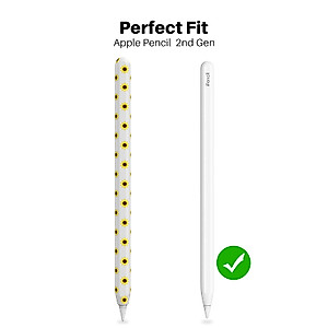 NIUTRENDZ Sunflower Case for Apple Pencil 2nd Generation Case Cover Silicone Protective Sleeve Accessories with 10pcs Apple Pencil Tips Cover (White)
