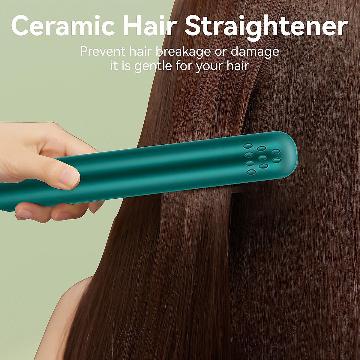 2 in 1 Hair Straightener and Curler, Mini Hair Curler USB Ceramics Cordless Heating Straightening Curling Flat Iron (Green)