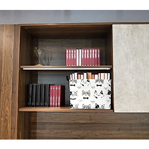 HIYAGON Cat Basket Cute Toy Storage Basket Bin Organizer Box Kids Gift Basket Empty Rectangular Cat Room Decor for Home Books(Bowknot Cats)