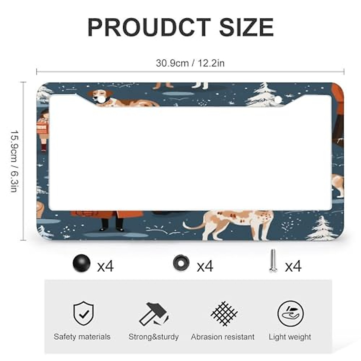 2 Pieces Family in Coats Wearing Santa Hats License Plate Cover Personalized Family Christmas License Plate Cover Front Plates Frames Car Tag Frame Aluminum Funny Cute for USA Canada Vehicles