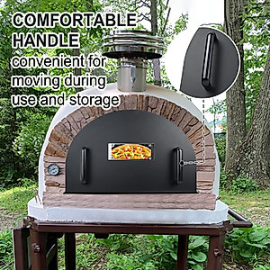 Karpevta Pizza Oven Door Stainless Steel Pizza Oven Door With Handle 25''X20'' Black Fit Most Outdoor Commercial Ovens