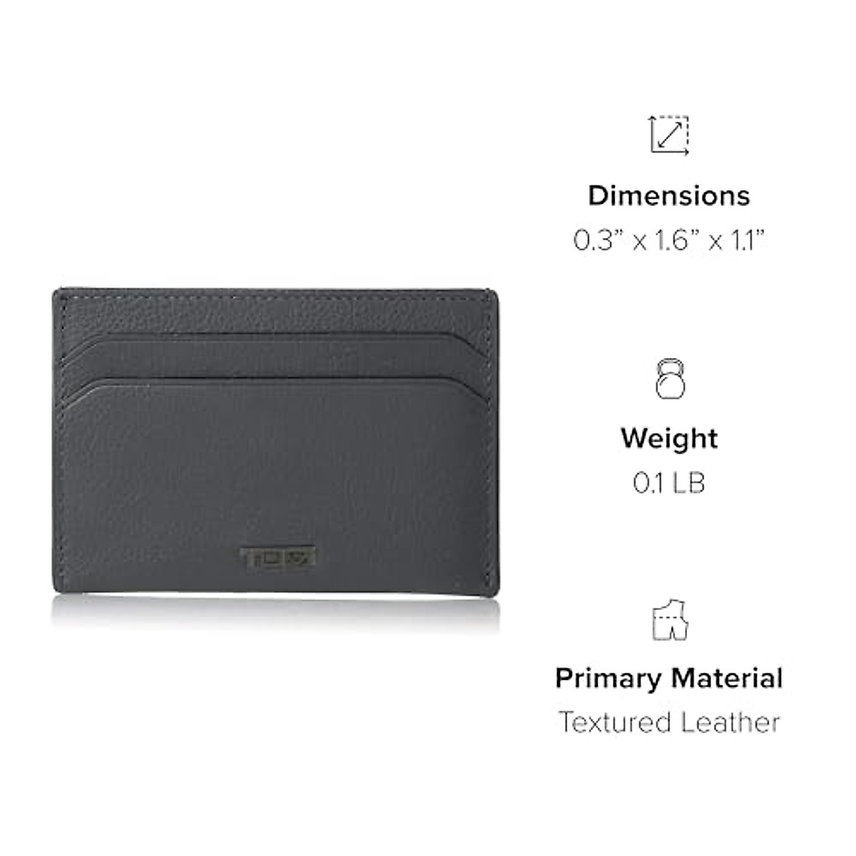 TUMI - Nassau Money Clip Card Case Leather Wallet for Men - Money Clip and 2 Card Pockets - Slim Profile - Textured Grey