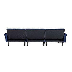 Cotoala L-Shape Convertible Sectional Sleeper Sofa with 2 Pillows, Adjustable Back, Modern Velvet Couch with Lounge Chairs, for Living Room, Office, Blue