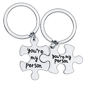 2PC You're My Person Puzzle Stainless Steel Keychain Jewelry Set Valentines Day Best Friend Gift Key Chain