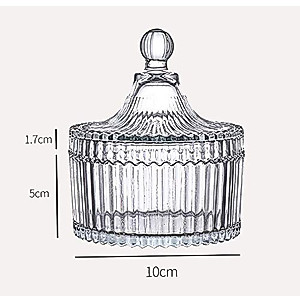 1PCS 300ml/10oz Tent Shaped Crystal Glass Candy Dish with Lid Candy Box Sugar Bowl Jar Biscuit Barrel Candy Buffet Storage Container for Home Office Desk Decor