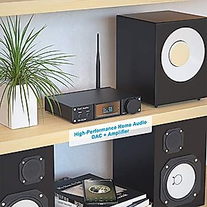 Fosi Audio DA2120C 240W Bluetooth 5.0 Stereo Audio Hi-Fi DAC Amplifier Support aptX 24Bit-192kHz 2.1 Channel Integrated Class D Power Amp with RCA/PC-USB/Coaxial/Optical Input and Remote Control