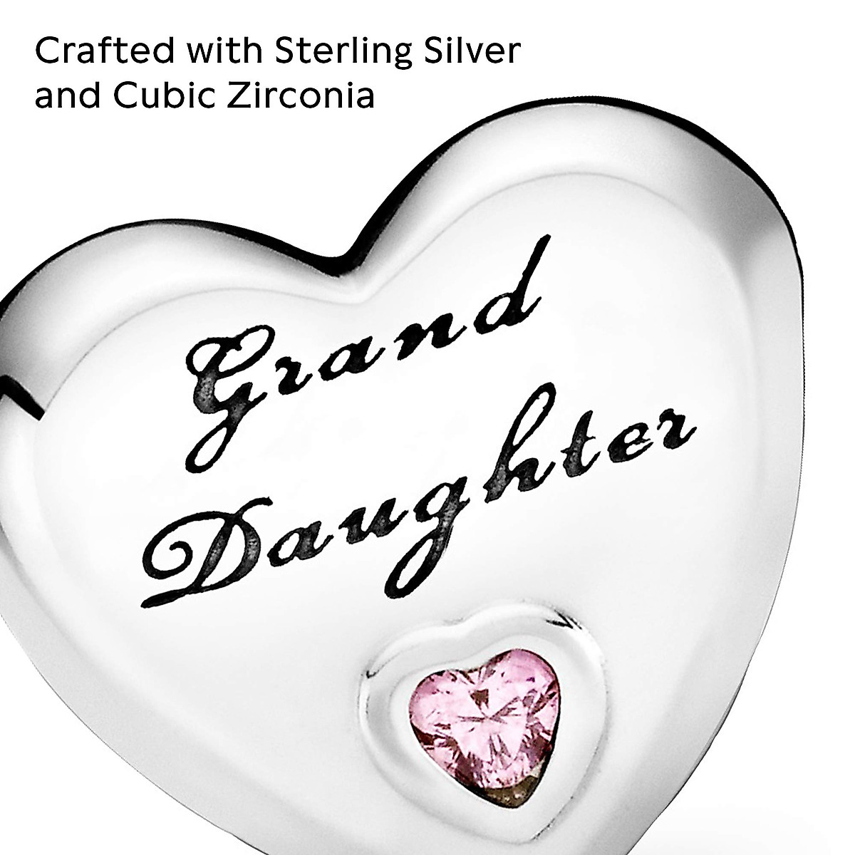 PANDORA Jewelry Granddaughter's Love Charm - Compatible with PANDORA Moments - Sterling Silver Charm with Cubic Zirconia