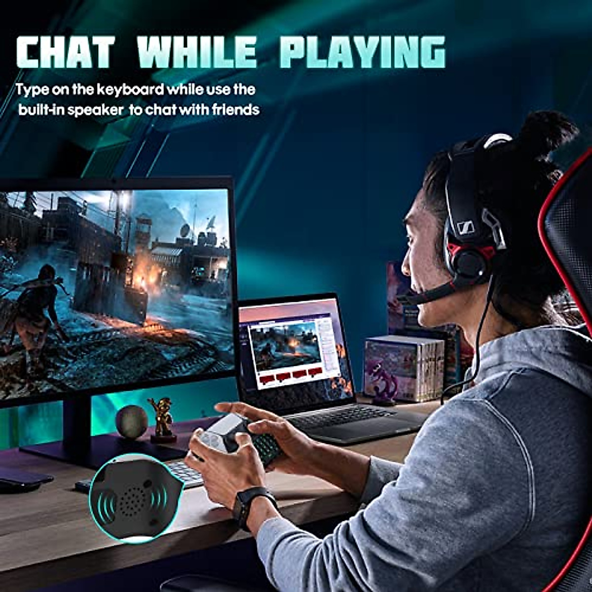 TiMOVO Green Backlight Keyboard for PS5 Controller, Wireless Bluetooth ...