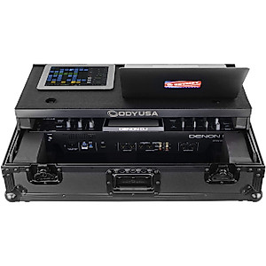 Odyssey Cases Denon Prime 2 Glide StyleTM Black Flight Case with 1U Rack Space.