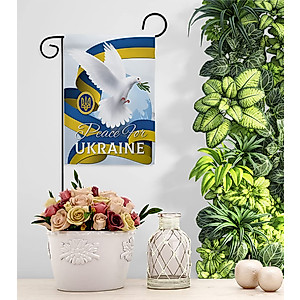 Ukrainian Decorations Home Decor Banner Room Wall Art Patio Lawn Front Porch Outdoor Small Tapestry Yard Sign Wall Hanging Stand with Bandera de Ukraine Garden Flag Peace Gifts Made In USA