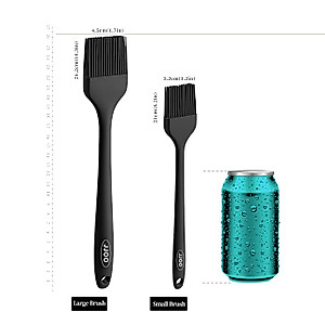 2PCS Silicone Basting Pastry Brush, JJOO Heat Resistant Food Cooking Brush for Oil, Sauce, Baking, BBQ and Grill, BPA Free, Dishwasher Safe (2Pack, Black)