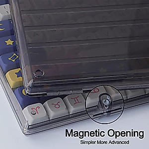 JOMKIZ Keycap Storage Box ABS Material New Upgraded High Transparent Full 104 Key Box for XDA Cherry SA OEM CSA Mechanical Keyboard Keycaps(Keycap Storage Box Only)