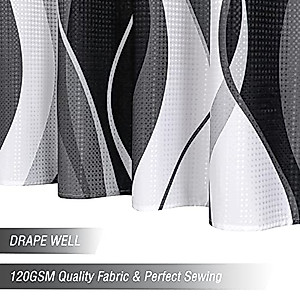 Gibelle Black and Grey Shower Curtain, Gray and White Abstract Modern Bathroom Decor, Waffle Weave Textured Fabric Shower Curtain Set with Hooks, 72x72