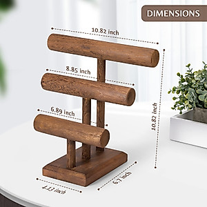 IRIIJANE 3-Tier Bracelet Holder Stand Display Wooden T-Bar Bracelets Holder Organizer for Displays, Storage Stand Tower for Bangle