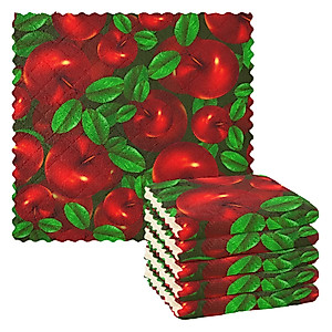 senya 6 Pack Dish Cloths Dish Towels Red Apple Reusable Kitchen Hand Towels