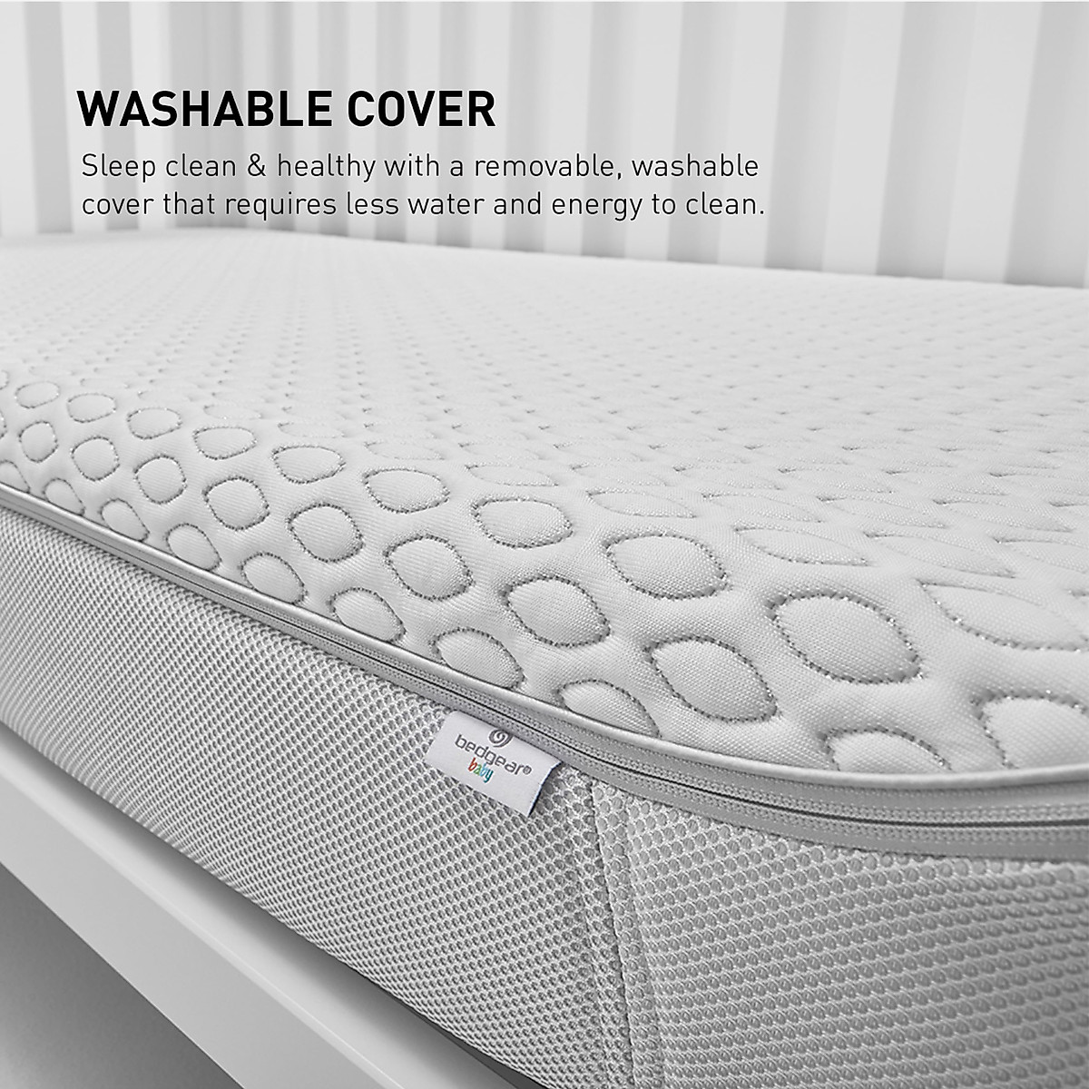 Bedgear Baby Hypoallergenic Air-X 2-Stage Infant and Toddler Breathable Crib Mattress – CertiPUR-US Certified and Airflow Certified with a Waterproof Removable and Machine Washable Cover