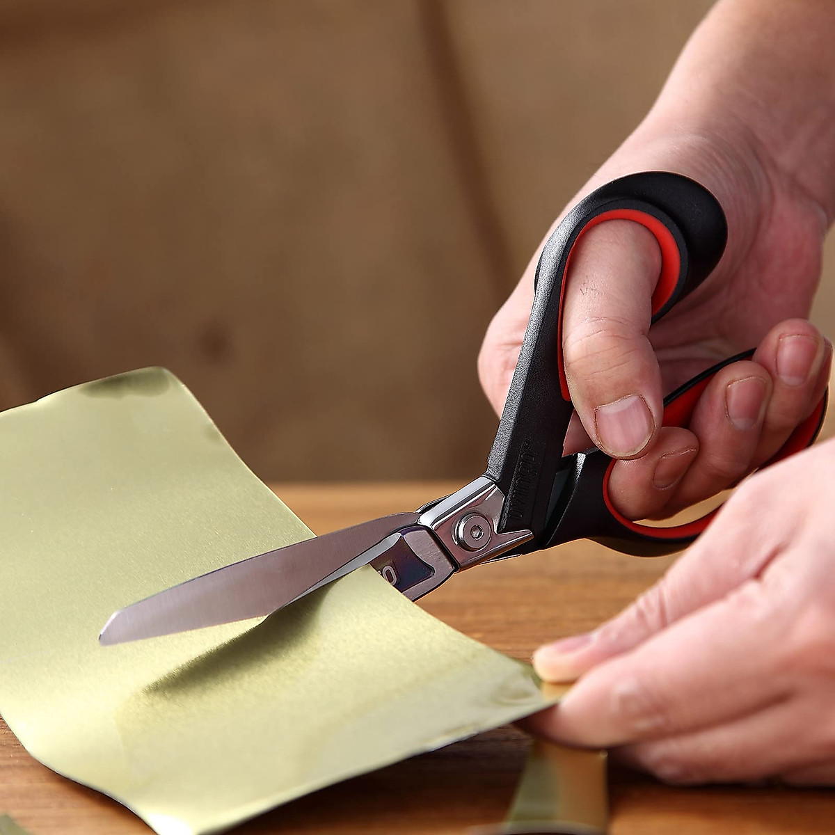 LIVINGO Industrial Scissors Heavy Duty: 9" Professional Multipurpose Shears Sharp Stainless Steel - Forged Titanium Coated Scissors for Fabric Sewing Carpet Craft Workshop Outdoor Home Office