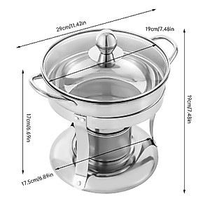 Round Chafing Dish Buffet Set of 4 Stainless Steel Pack Warming Trays Buffet Warmer for Buffets with Lid for Single Hot Pot Catering Event Parties