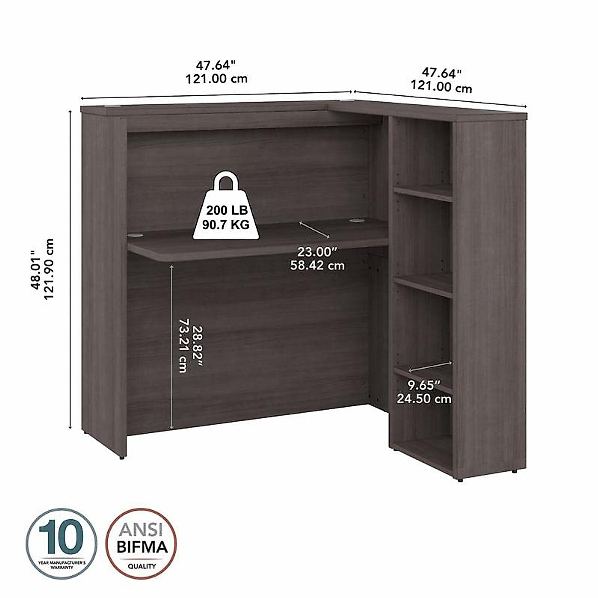 Bush Business Furniture Studio C Corner Bar Cabinet with Shelves, 48W, Storm Gray