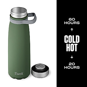 S'well Stainless Steel Traveler With Handle, 40oz, Green Jasper, Triple Layered Vacuum Insulated Containers Keeps Drinks Cold for 60 Hours and Hot for 20, BPA Free, Easy Carrying On the Go