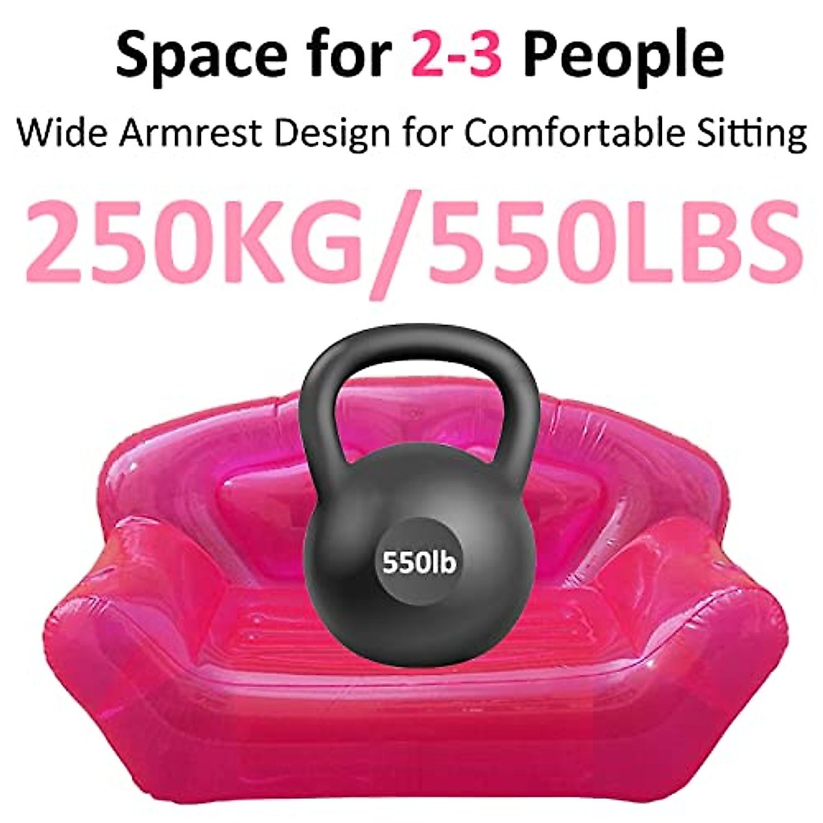 AMZHQB Inflatable Couch Chair Pink Blow Up Couch for Aldult, Luxury Double Air Sofa for Outdoor, Camping, Beach, Home, Courtyard, Lawn, Durable Waterproof