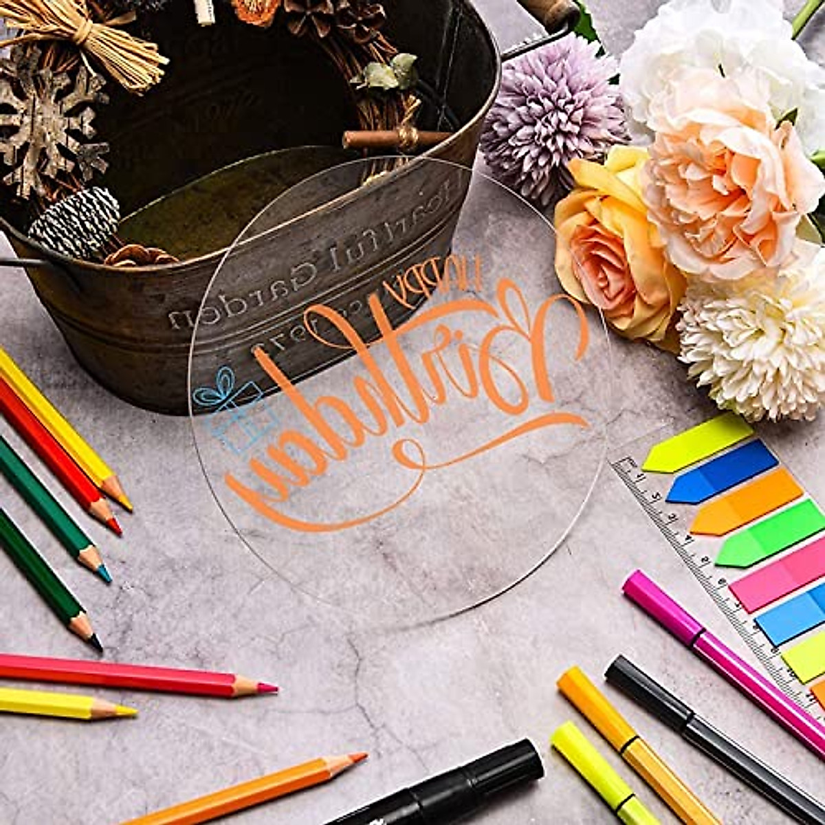 DARENYI 5Pcs Clear Acrylic Plexiglass Sheet Disc, 8 inch Dia Transparent Plexiglass AcrylicPanels 0.07' Thick Round Plexiglass Plastic Sheet Acrylic Circle Board for Craft Painting Signs DIY