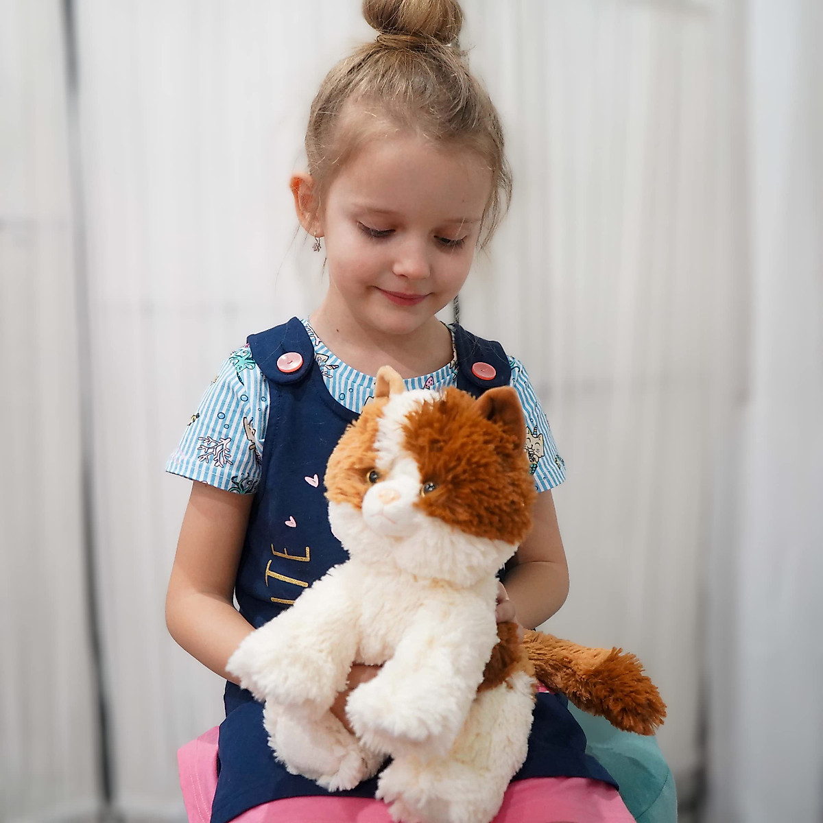 WEGEDU Tabby Kitten Cat Stuffed Animal - Calico Kitty Plush Toy for Kids and Babies, Bedtime and Birthday Gift, 14.6 inches