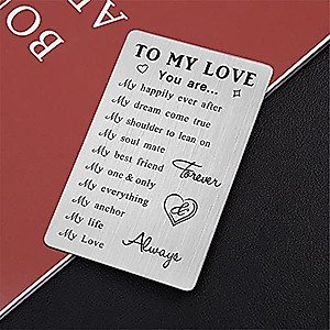 TANWIH To My Love Wallet Card Gifts, 10 Reasons Why I Love You, Romantic Anniversary Cards Gift for Her Him, Wedding Christmas Presents