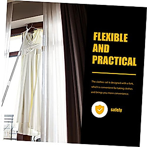 Cabilock Stitching Clothes Rail Outdoor Clothes Drying Rack Heavy Duty Outdoor Flowers Adjustable Stand Disc Golf Retriever Clothes Reaching Stick Dressing Stick for Elderly White Shot