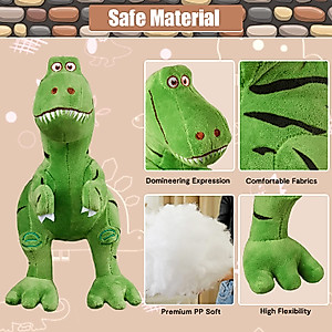 Hcdoujoy Green Small Plush Dinosaur Toy Plush Dinosaur Animal Stuffed Toy, Tyrannosaurus Rex Dinosaur Toy for Girls Boys Birthday Gifts Christmas Children's Day Gifts, 11×5×13.9"