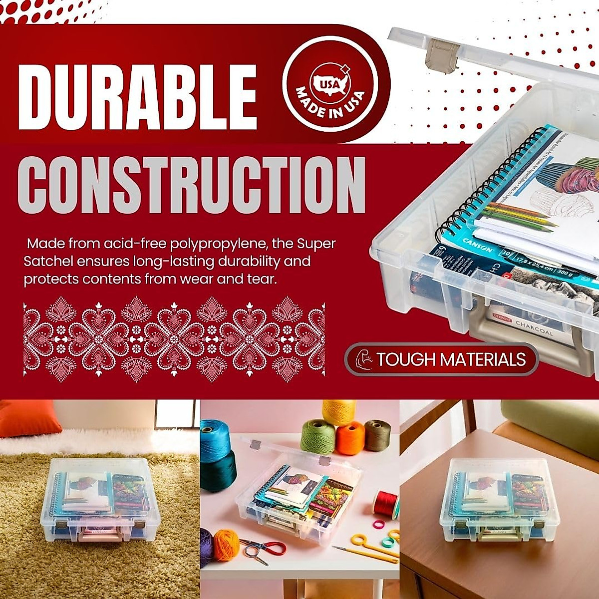 ArtBin 6955AB Super Satchel 1-Compartment Box, Translucent Clear