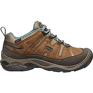 KEEN Women's Circadia Low Height Comfortable Waterproof Hiking Shoes, Syrup/North Atlantic, 10 Wide