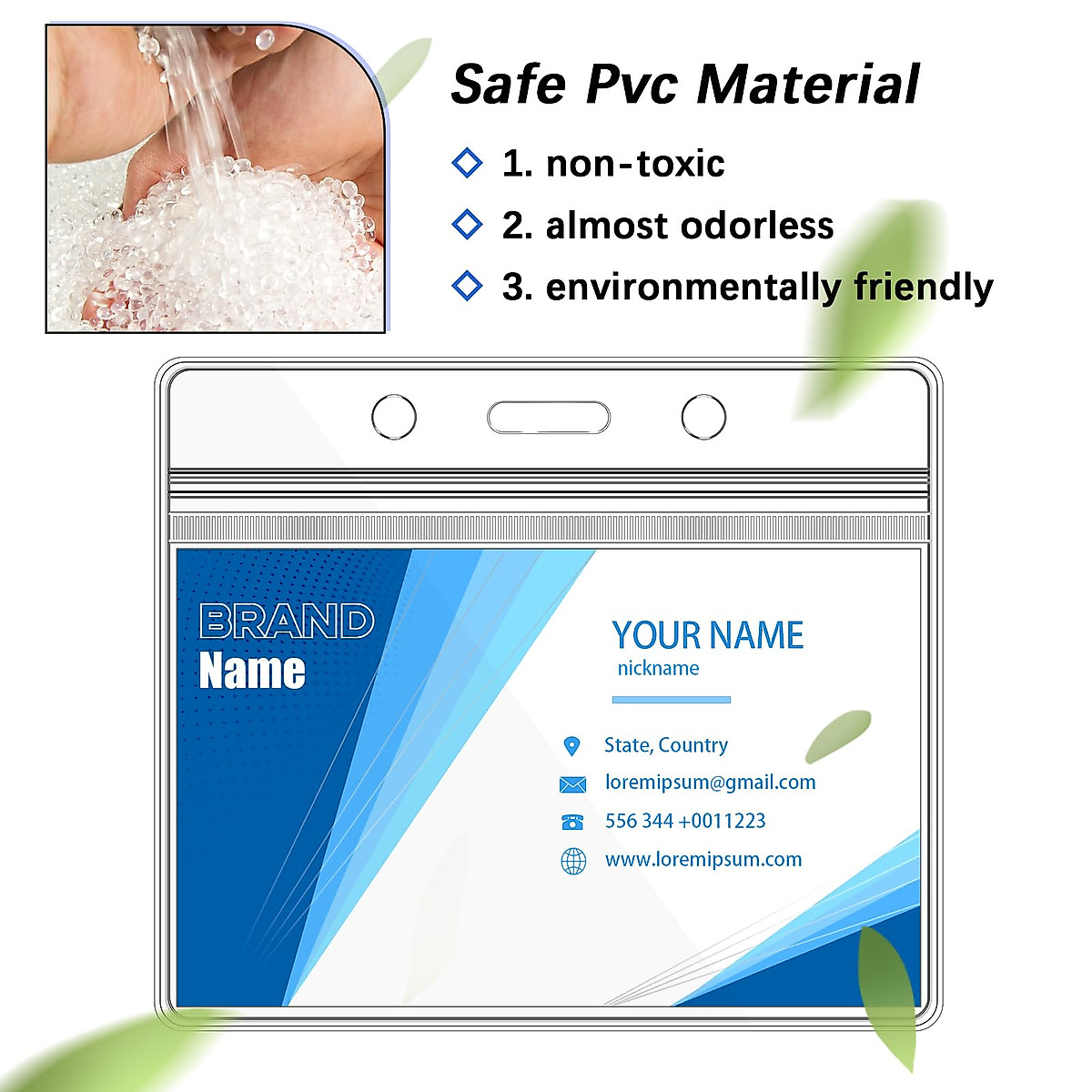 Rcybeo 60 Sets Name Tag Holders ID Badge Holders with Clips Clear PVC Card Holder Name Tags Heavy Duty Waterproof Resealable Zipper Seal Name Holder