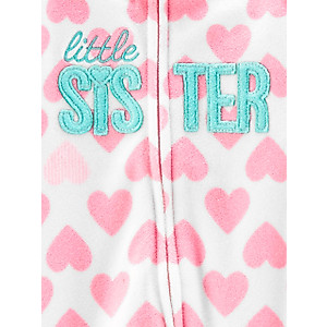 Simple Joys by Carter's Baby Girls' Fleece Footed Sleep and Play, Pack of 2, Pink Heather Panda/White Hearts, 6-9 Months