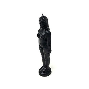 Vrinda® Unique Decorative Candle Lady – Rituals, Magic, Home Decor, Room Decor, Halloween, Spell Casting - Handcrafted Unscented Candle Sculpture for Healing & Aromatherapy – Approx. 7" (Black)