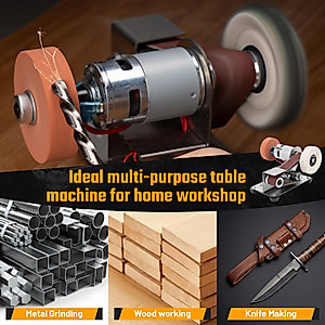 Junchamp Mini Belt Sander - 15 Degree Knife Sharpener Electric Bench Grinder Sanding Machine, 7 Adjustable Speed Buffer Polisher for Metal Working, Knife Making and DIY Woodworking